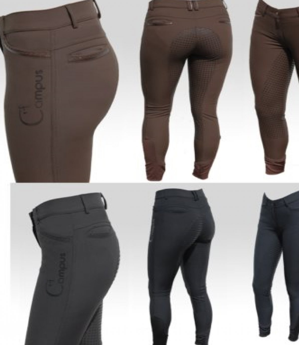 Ridebukser fra Campus med full silikone grib i sort eller brun ...